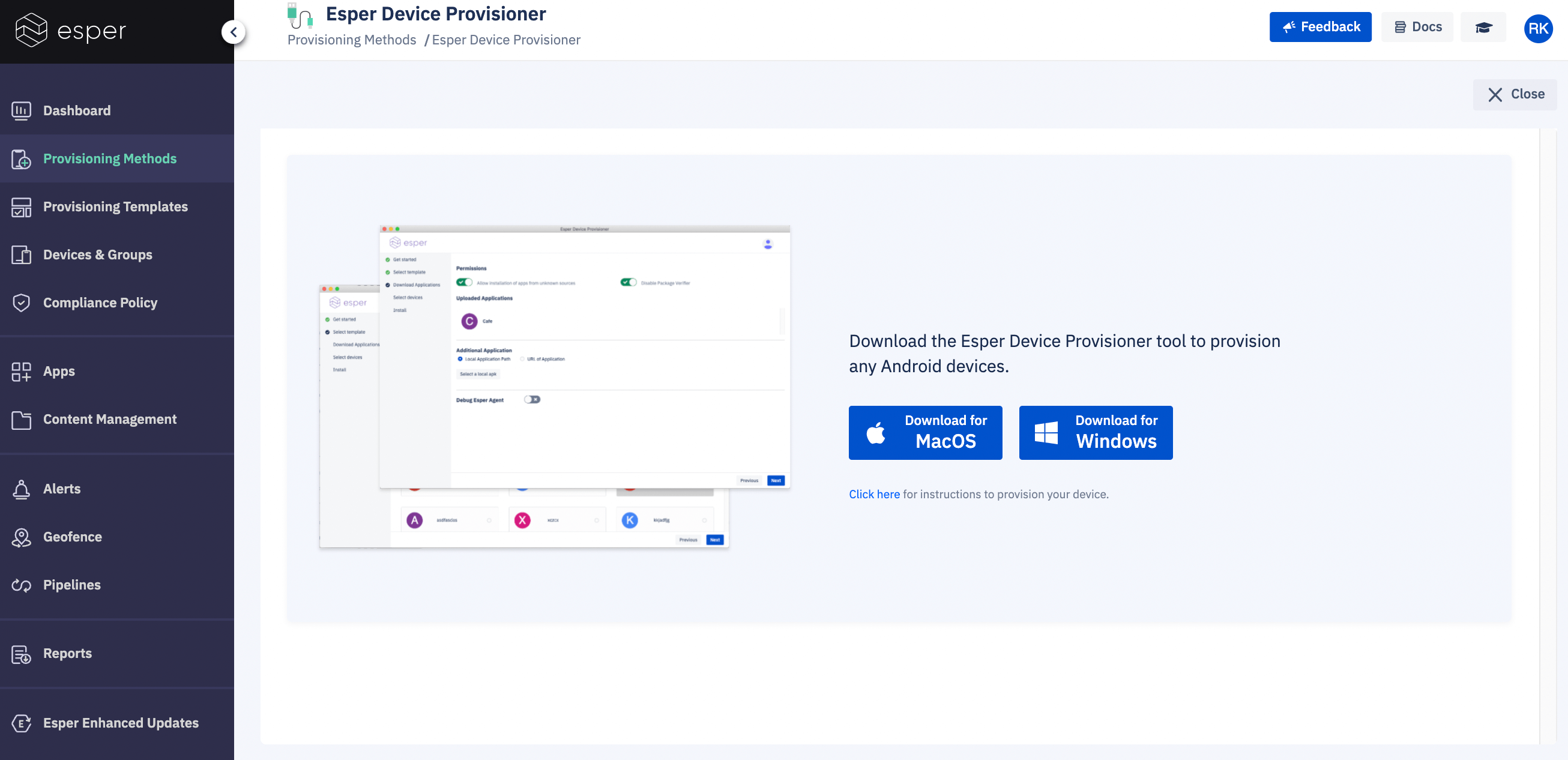 Provisioner Tool – Esper Help