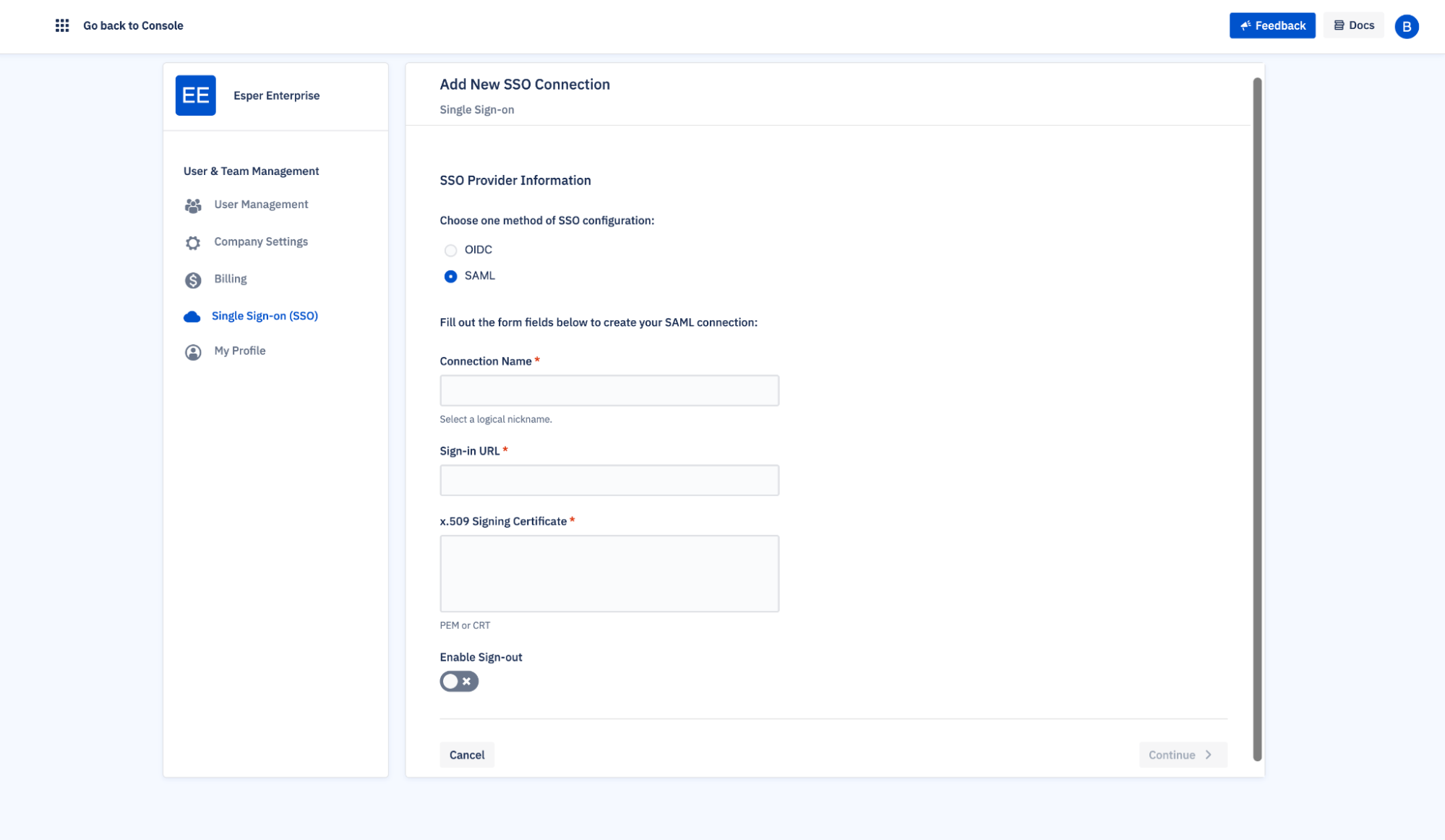 Set Up Single Sign-On (SSO) – Esper Help