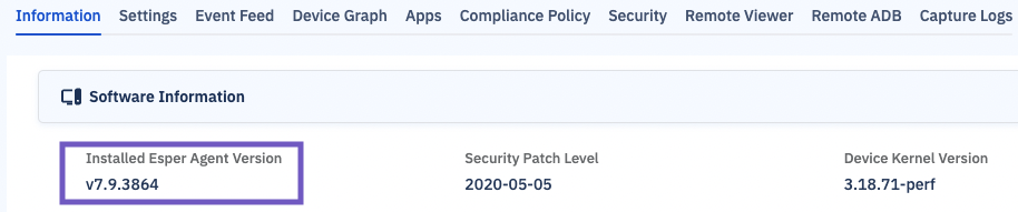 Finding the Esper Agent Version of a Device – Esper Help