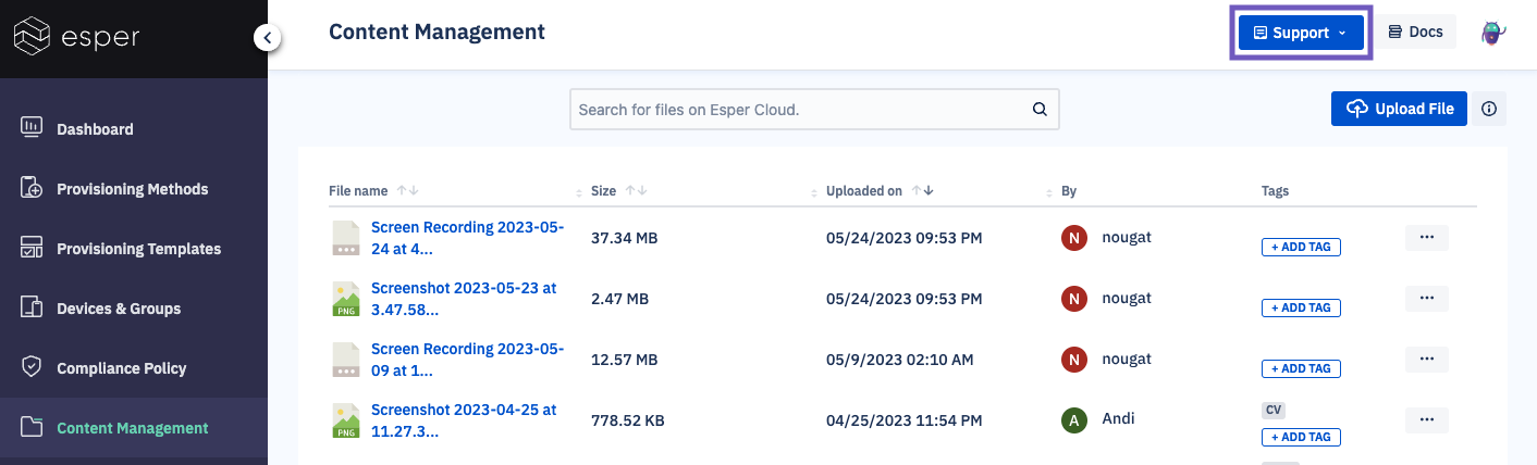 Uploading and Transferring Files – Esper Help