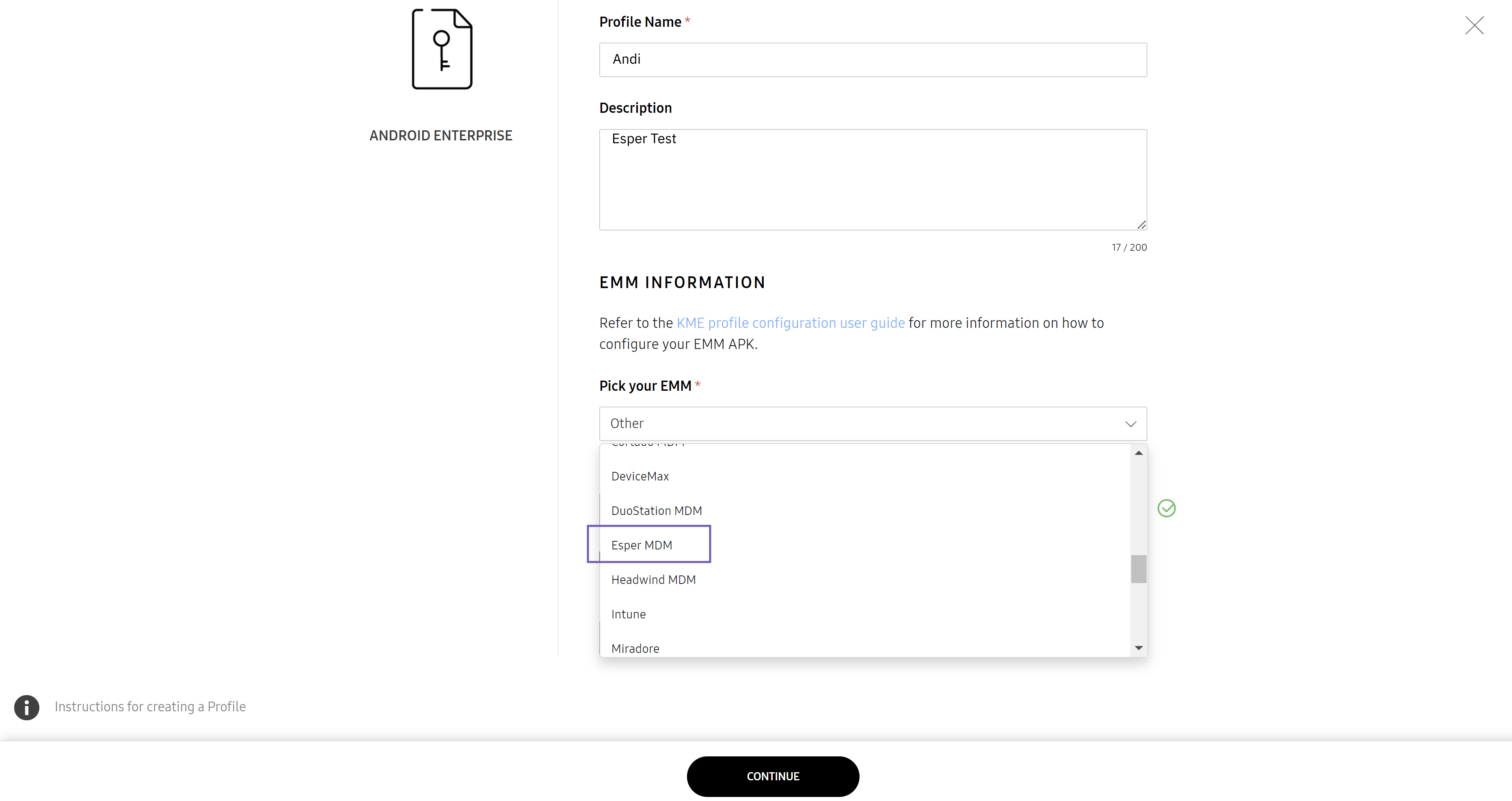 Knox Mobile Enrollment (KME) Provisioning – Esper Help