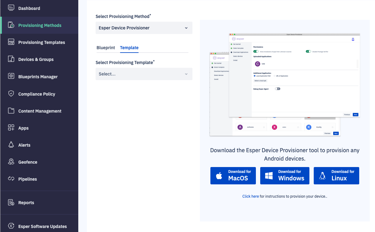 Provisioner Tool – Esper Help