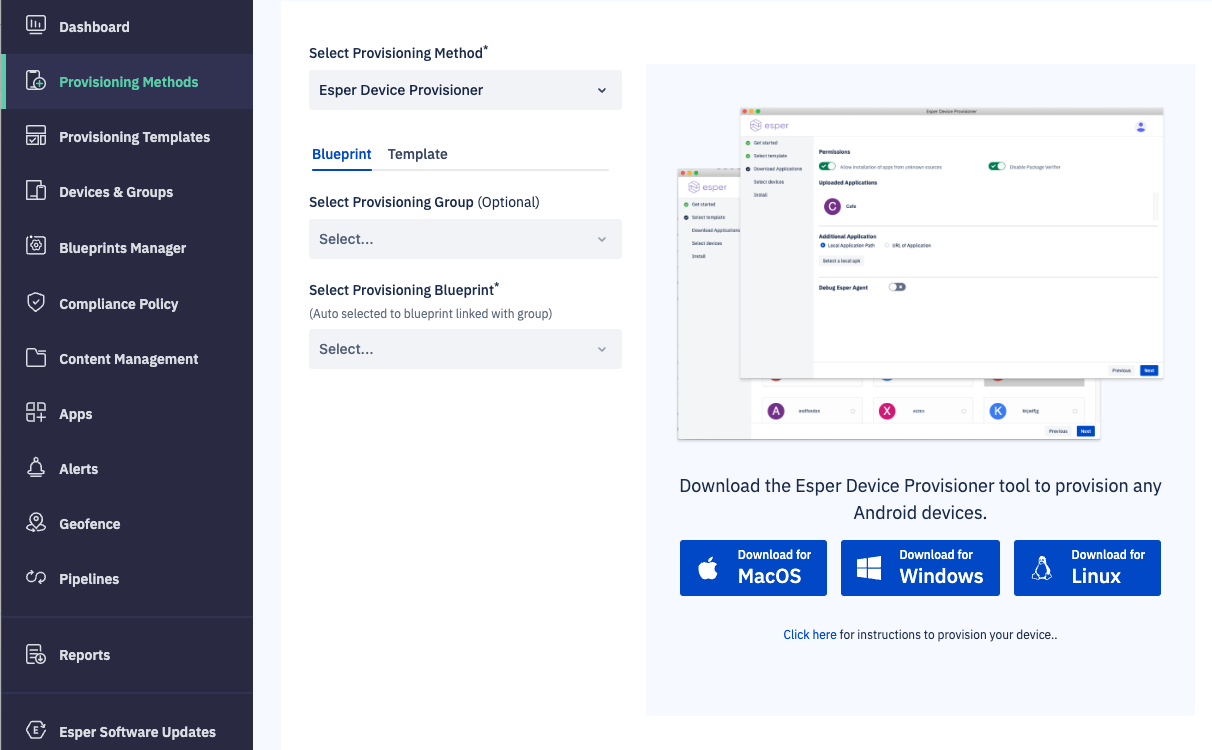 Provisioner Tool – Esper Help