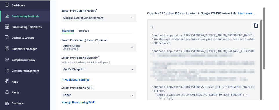 Zero-touch Enrollment (ZTE) Provisioning – Esper Help