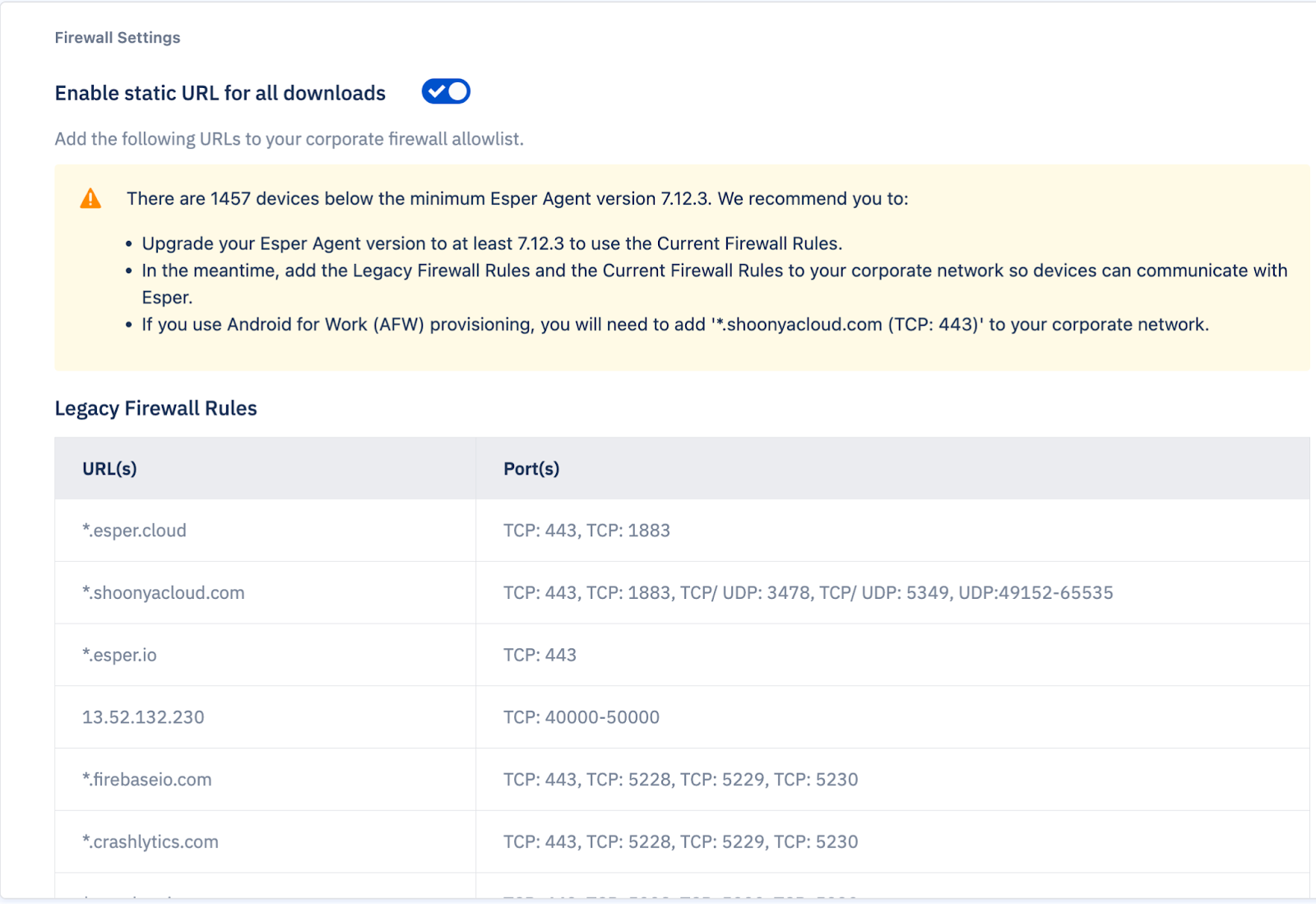 Firewall Settings – Esper Help