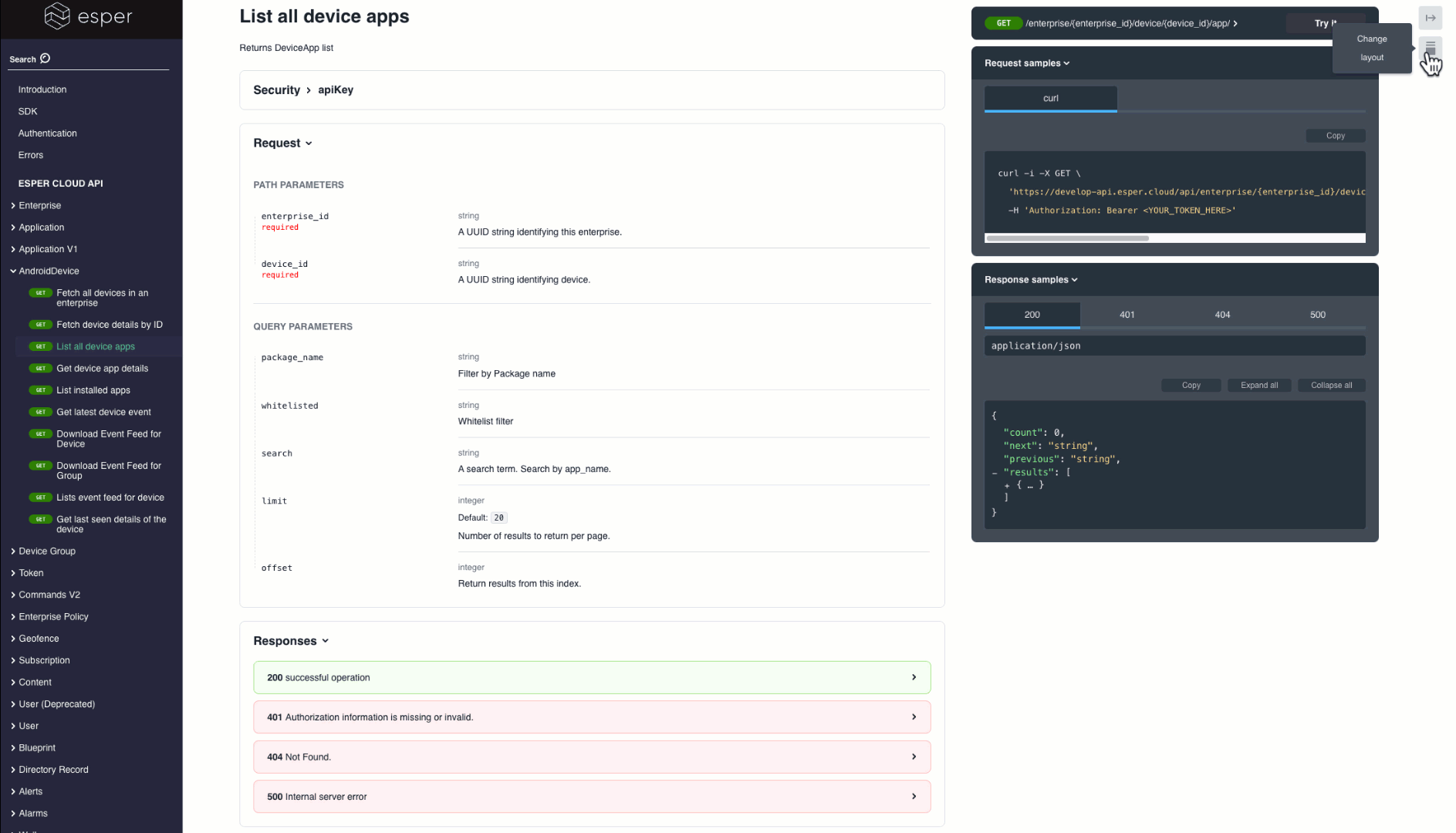 API Quick Reference Guide – Esper Help