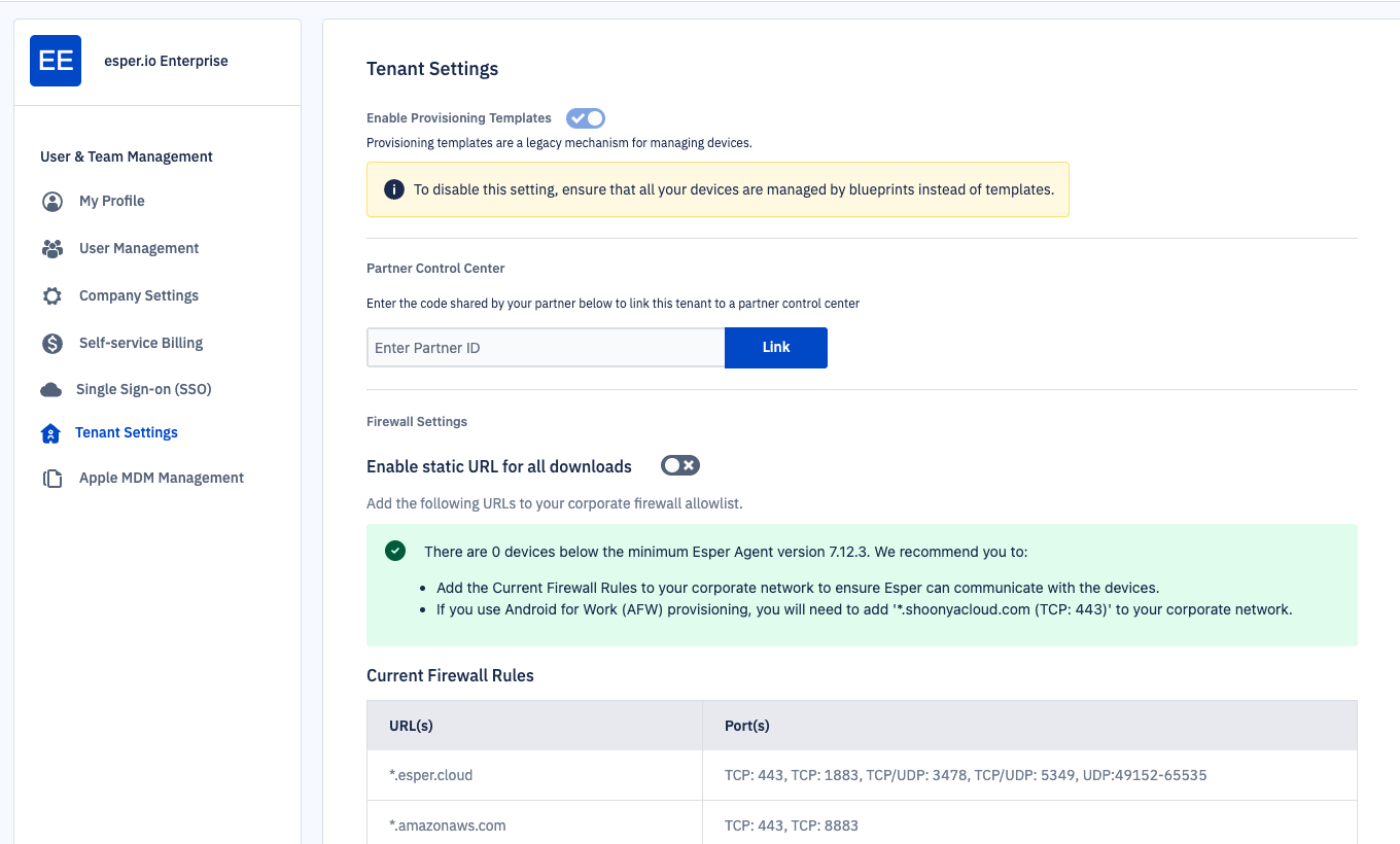 Introduction to Tenant Settings – Esper Help