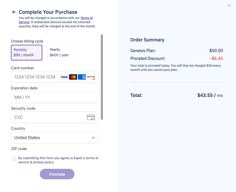 Introduction to the Plans and Billing Section – Esper Help